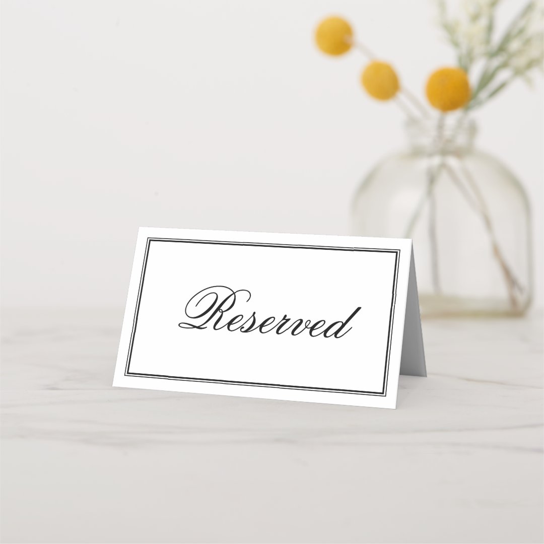 Simple Elegant Script Wedding Reserved Place Card | Zazzle
