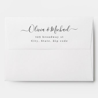 Simple elegant script wedding return address envelope | Zazzle