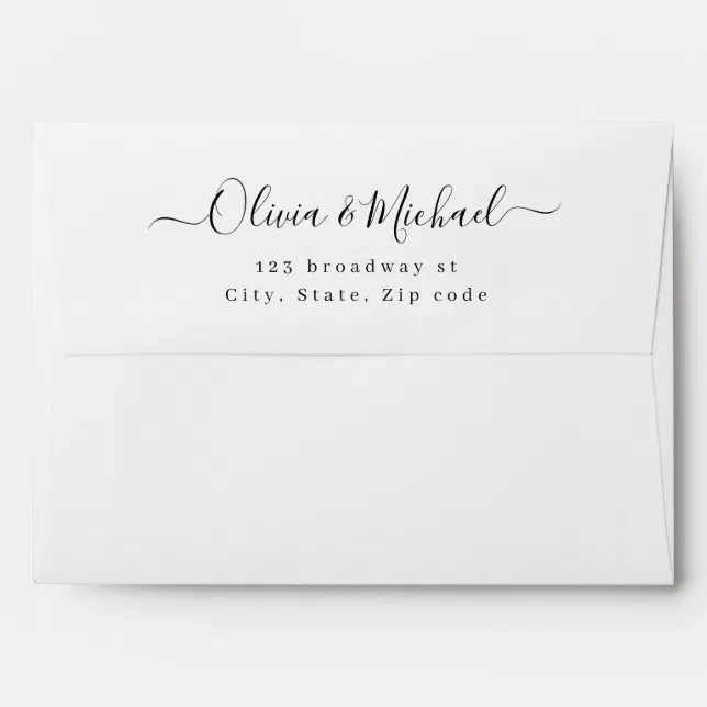 Simple elegant script wedding return address envelope | Zazzle