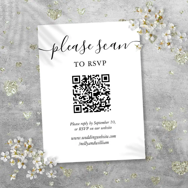 Simple Elegant Script Wedding RSVP QR Code Enclosure Card | Zazzle