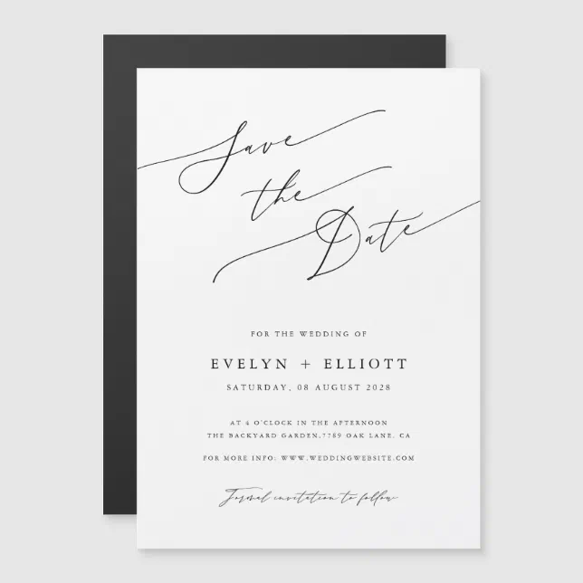 Simple Elegant Script Wedding Save The Date Magnet | Zazzle