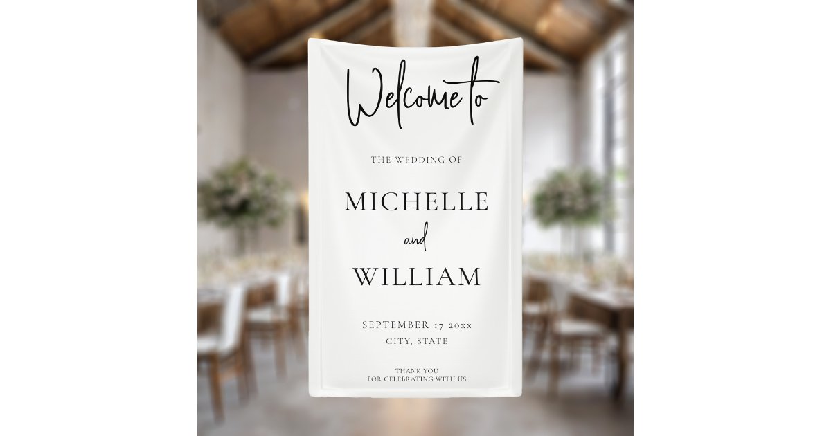 Simple Elegant Script Wedding Welcome Banner | Zazzle