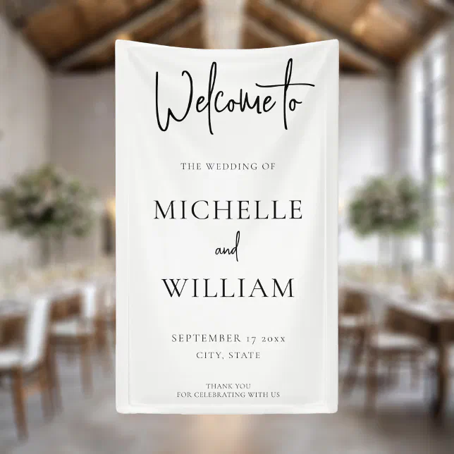 Simple Elegant Script Wedding Welcome Banner | Zazzle