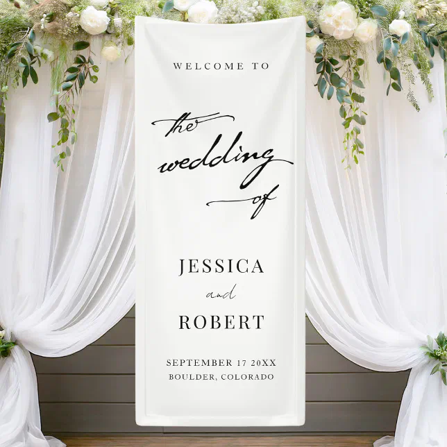 Simple Elegant Script Wedding Welcome Banner | Zazzle