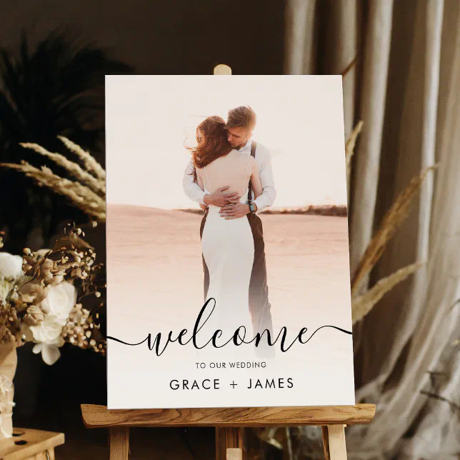 Simple Elegant Script Wedding Welcome Sign | Zazzle