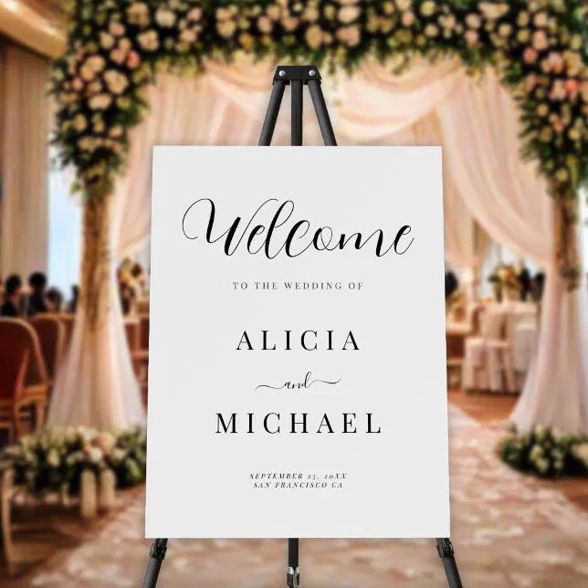 Simple elegant script wedding welcome sign | Zazzle