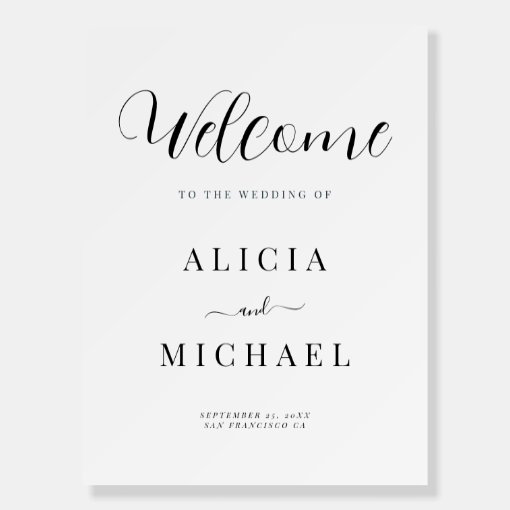 Simple elegant script wedding welcome sign | Zazzle