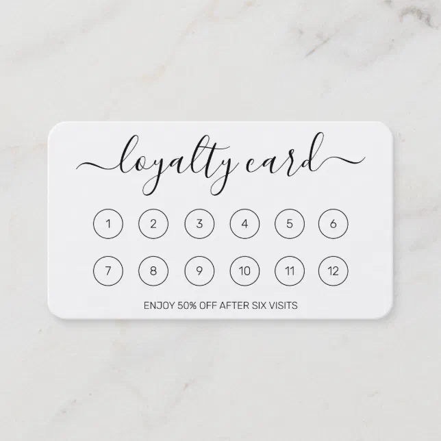 Simple Elegant Script White Loyalty Card | Zazzle