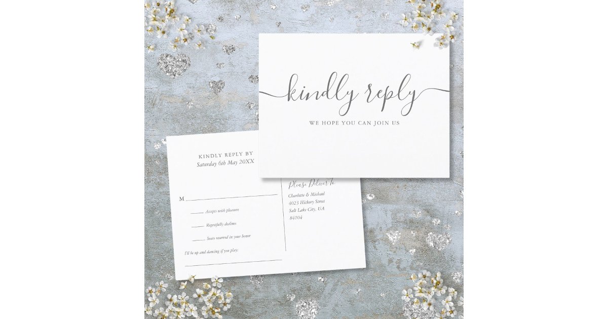 Simple Elegant Signature Script RSVP Invitation Postcard | Zazzle