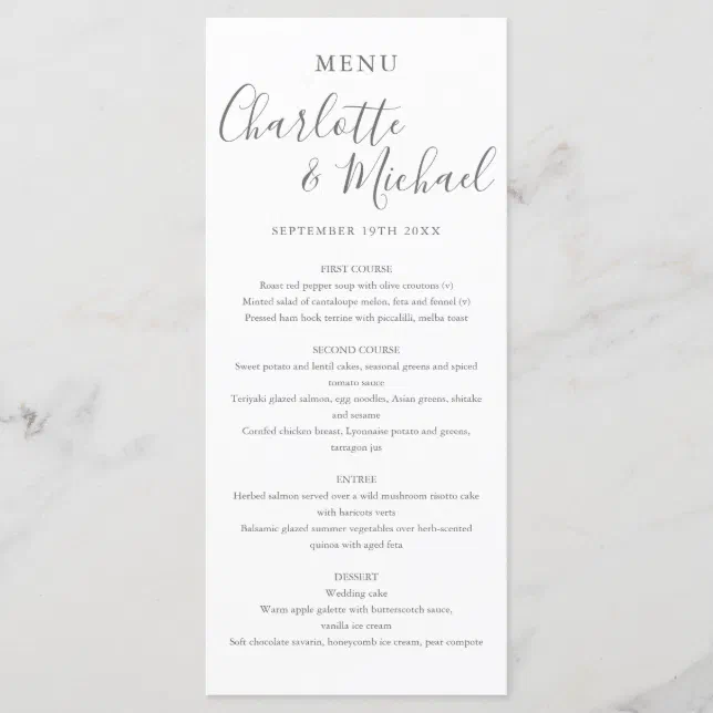 Simple Elegant Signature Script Wedding Menu | Zazzle