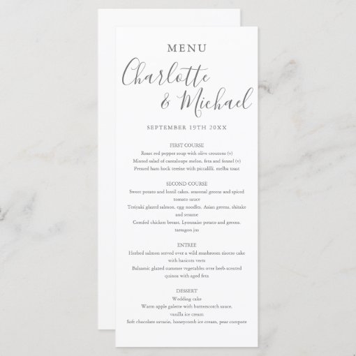 Simple Elegant Signature Script Wedding Menu | Zazzle