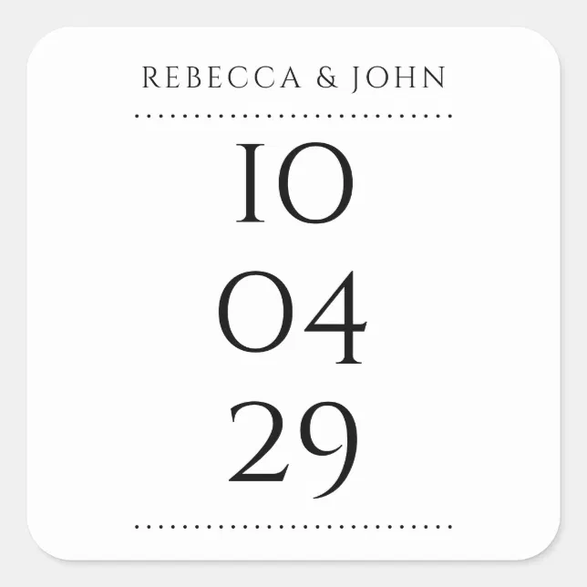 Simple Elegant Special Date Wedding Square Sticker | Zazzle