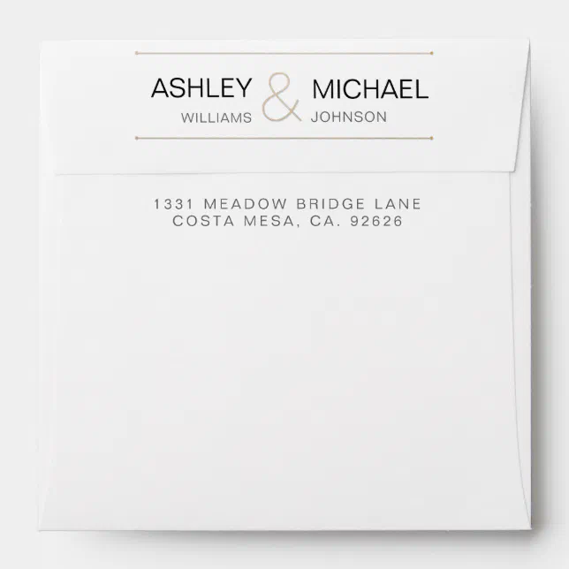 Simple Elegant Square Antique Gold Return Address Envelope | Zazzle