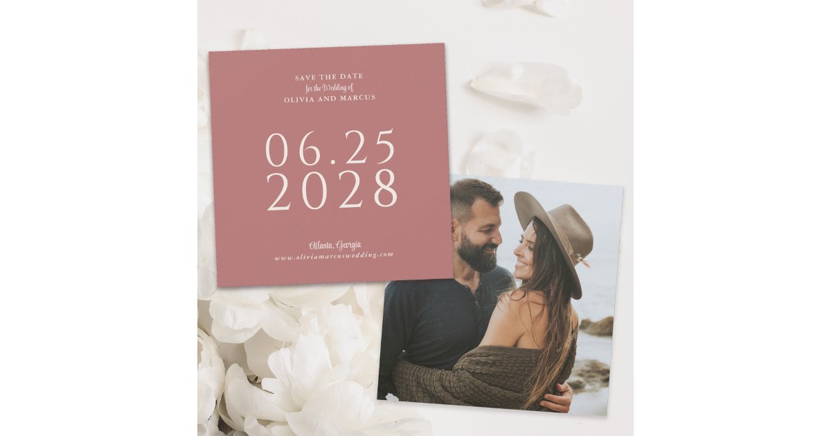 Simple Elegant Square Save the Date with Photo | Zazzle