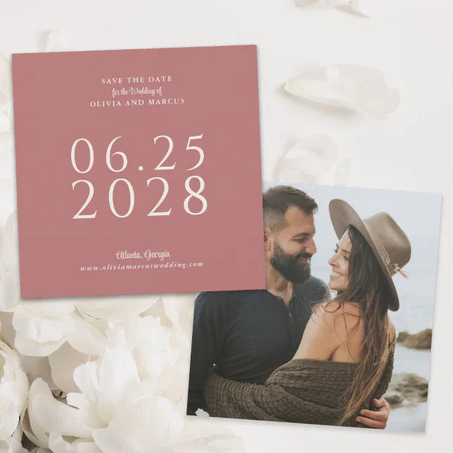Simple Elegant Square Save the Date with Photo | Zazzle