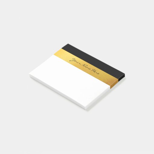 Simple Elegant Stylish White Black & Gold Stripes Post-it Notes | Zazzle