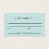 Simple Elegant Teal Turquoise Gift Certificate | Zazzle