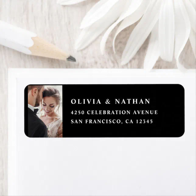 Simple Elegant Text and Photo | Black Label | Zazzle