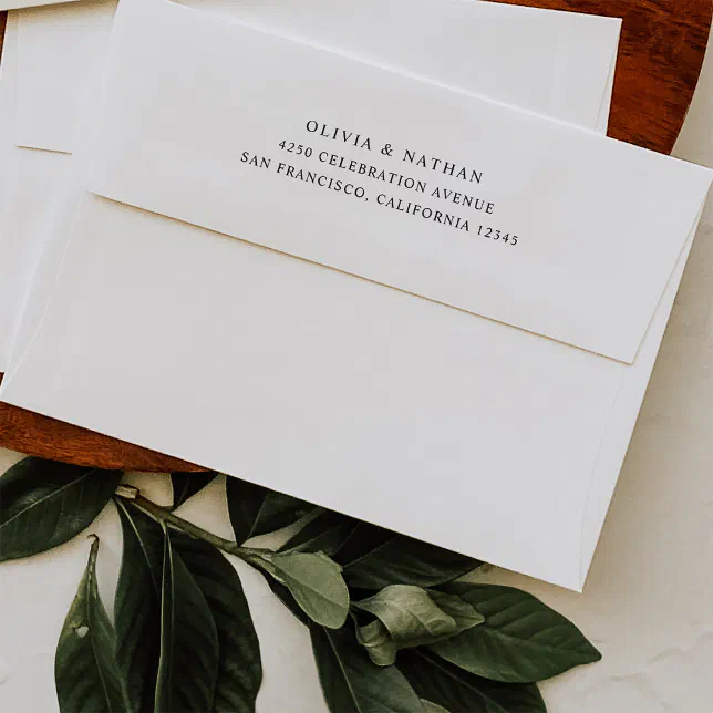 Simple Elegant Text | Black and White Envelope | Zazzle