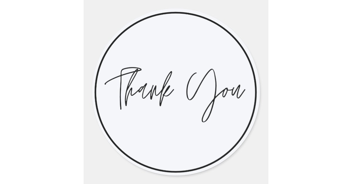 Simple Elegant Thank You Classic Round Sticker | Zazzle