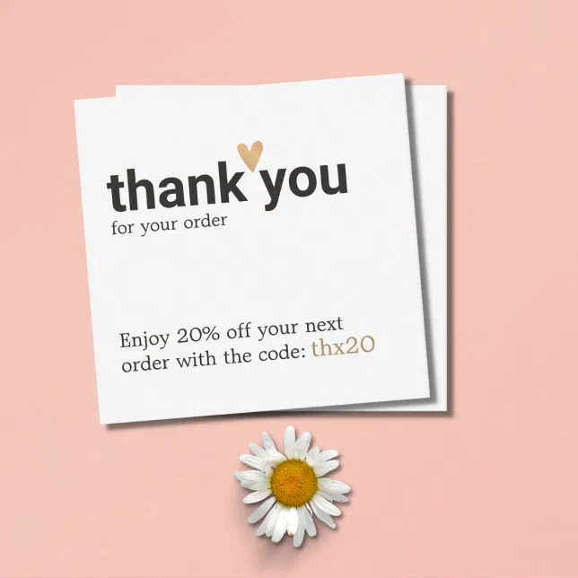 Simple Elegant Thank You For your order Coupon Note Card | Zazzle