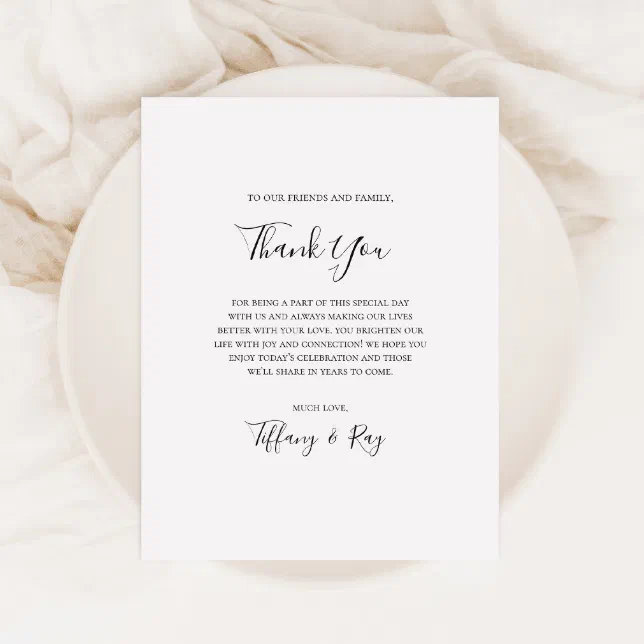 Simple Elegant Thank You Reception Card | Zazzle