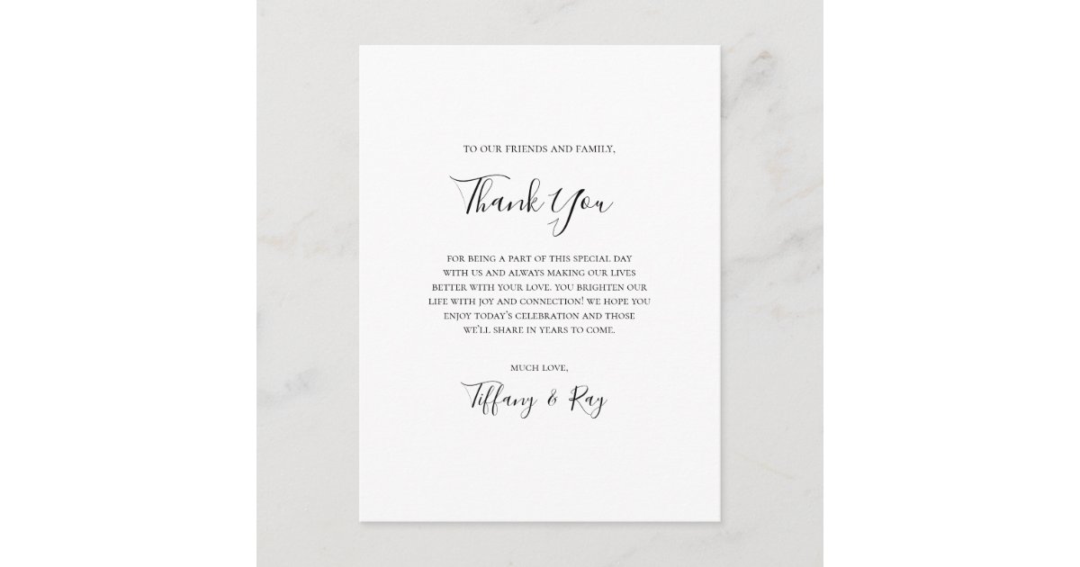 Simple Elegant Thank You Reception Card | Zazzle