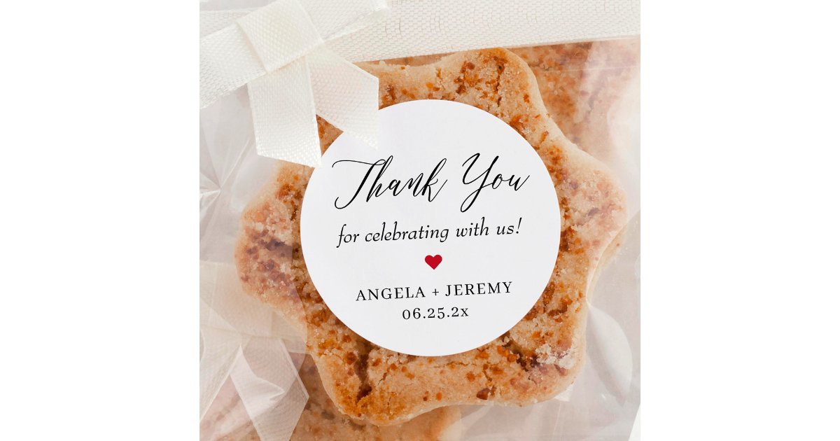 Simple Elegant Thank You Script Gift Favor Classic Round Sticker | Zazzle