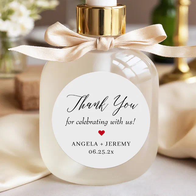 Simple Elegant Thank You Script Gift Favor Classic Round Sticker | Zazzle