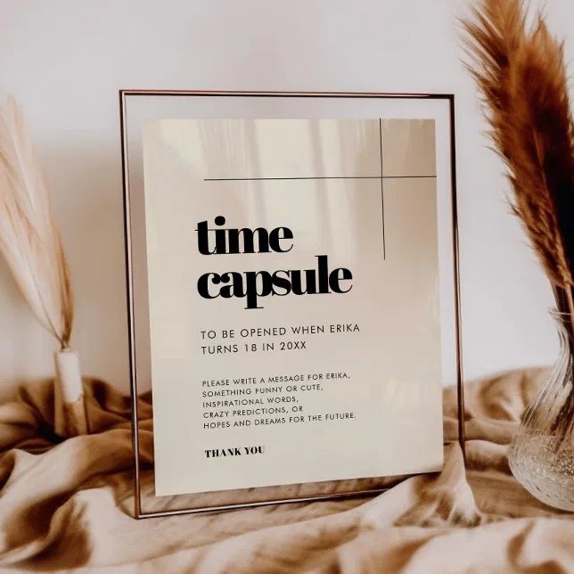 Simple elegant Time capsule 1st Birthday sign | Zazzle