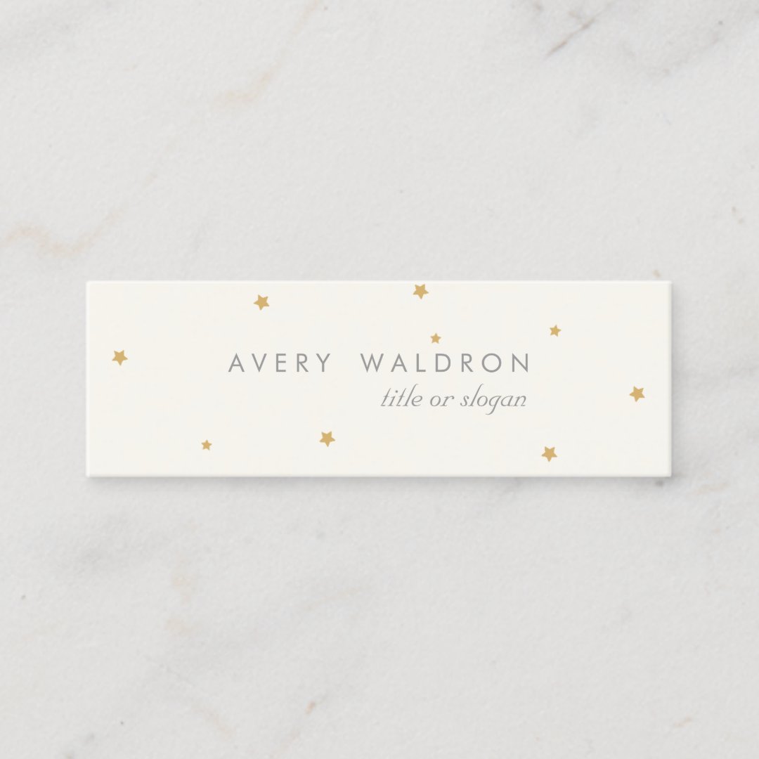 Simple Elegant Tiny Gold Stars Cream White Mini Business Card | Zazzle