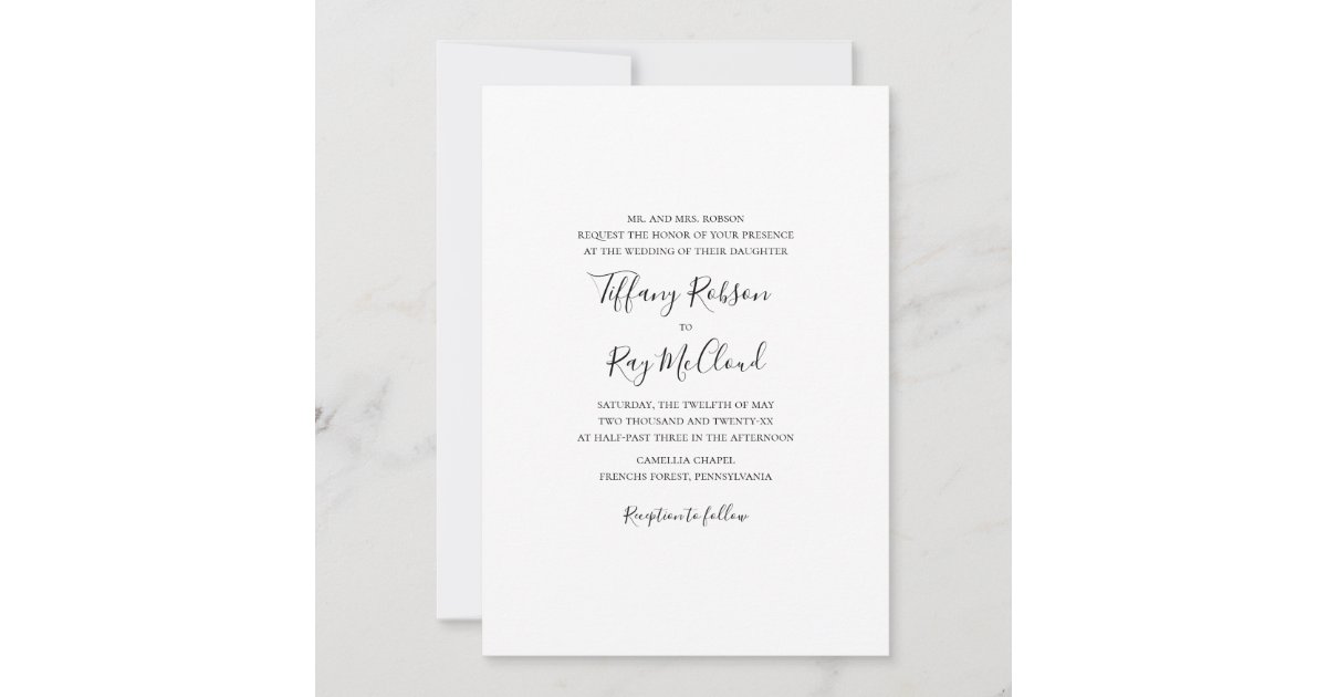 Simple Elegant Traditional Wedding Invitation | Zazzle