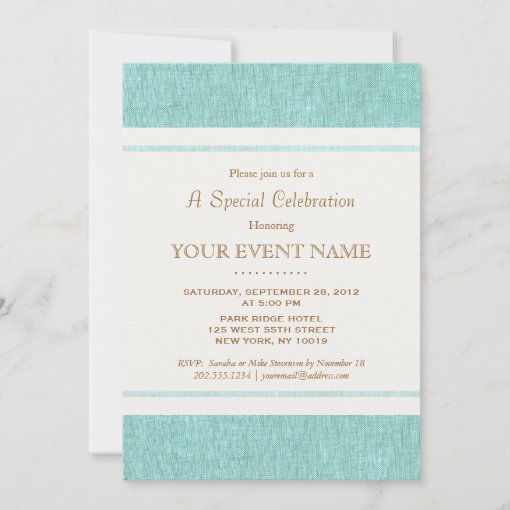 Simple Elegant Turquoise Blue, Stylish Invitation | Zazzle