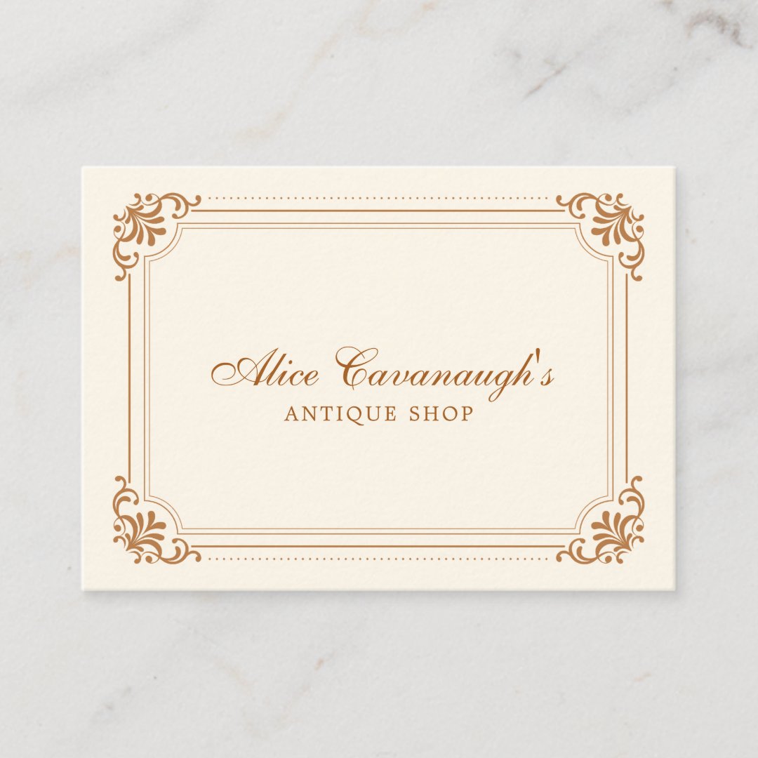 Simple Elegant Vintage Copper Ivory Business Card | Zazzle
