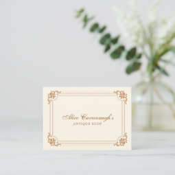 Simple Elegant Vintage Copper Ivory Business Card | Zazzle