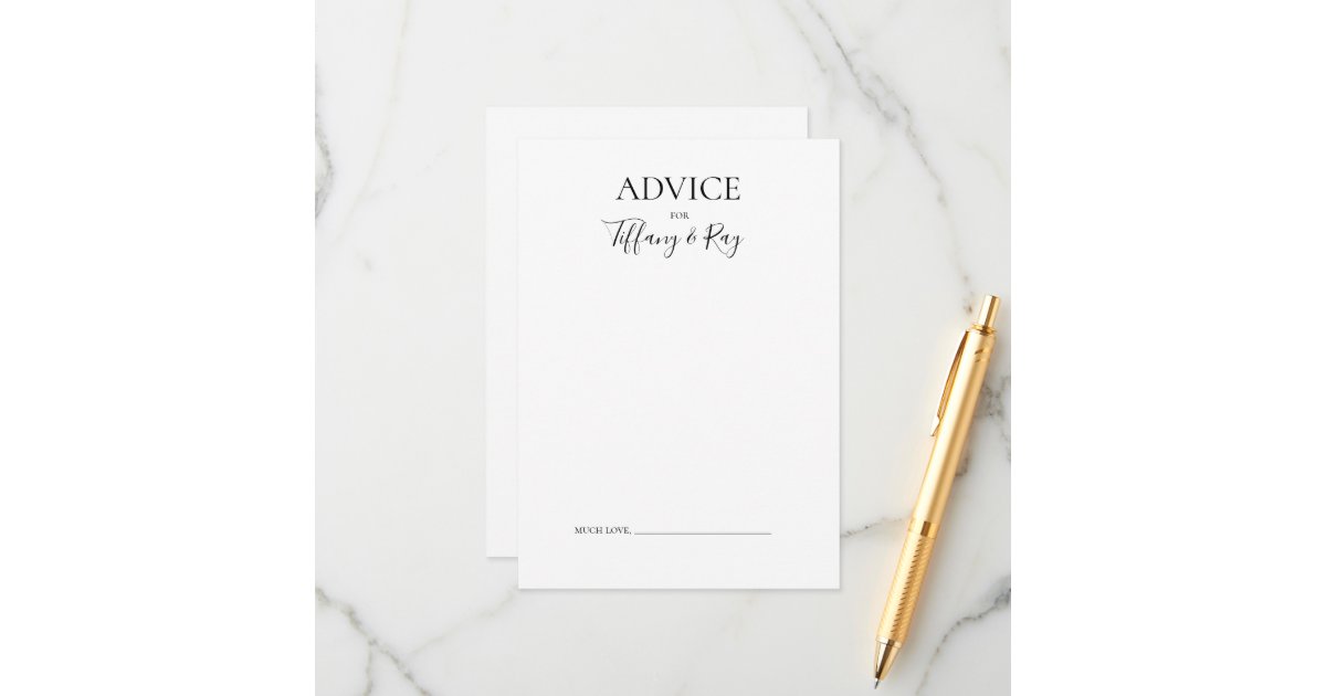 Simple Elegant Wedding Advice Card | Zazzle