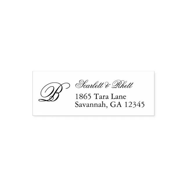 Simple Elegant Wedding Couple Monogram Address Self-inking Stamp | Zazzle