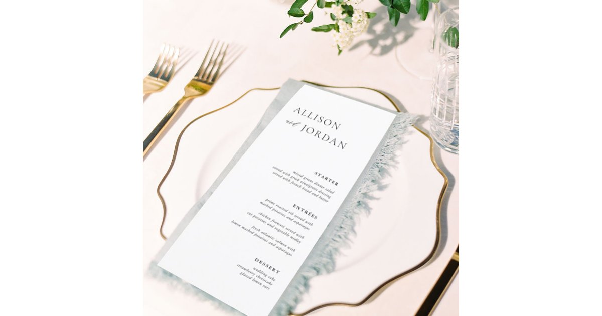Simple Elegant Wedding Dinner Party Menus | Zazzle
