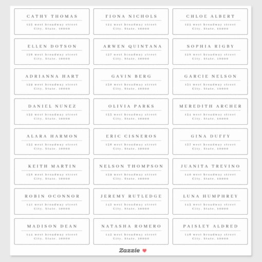 Simple elegant wedding guest address label | Zazzle