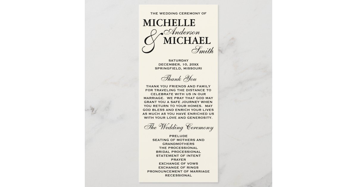 Simple Elegant Wedding Program | Zazzle
