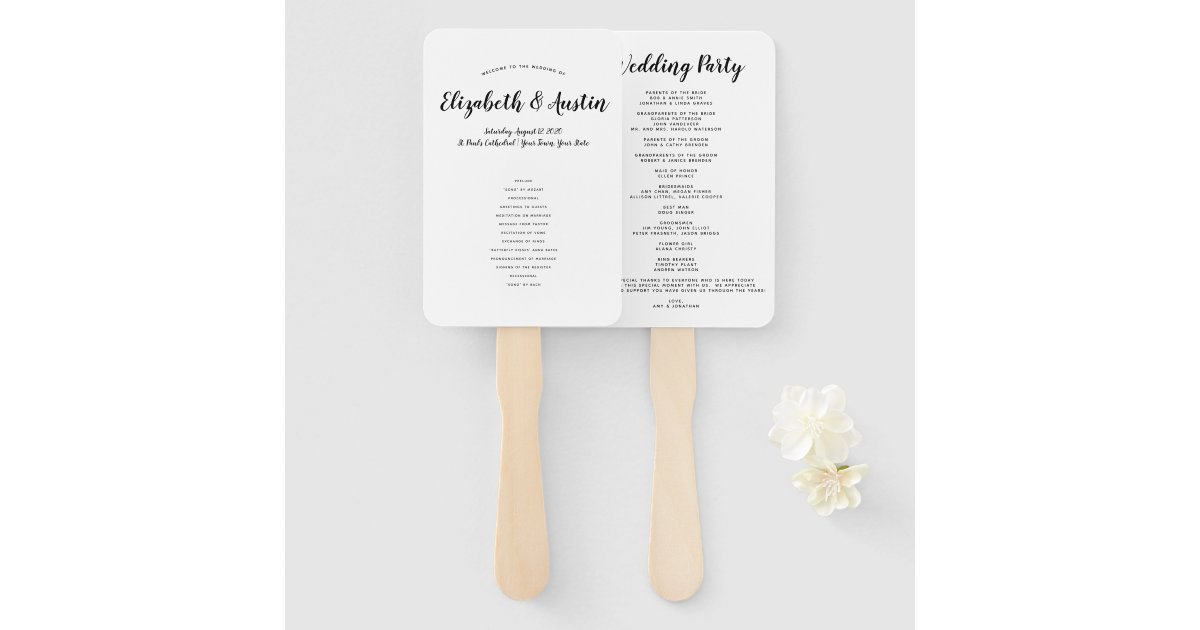Simple Elegant Wedding Program Fan | Zazzle