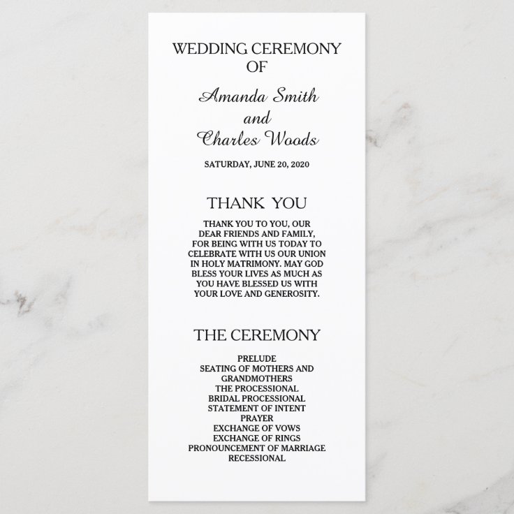 Simple Elegant Wedding Programs | Zazzle