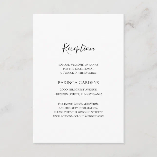 Simple Elegant Wedding Reception Card | Zazzle