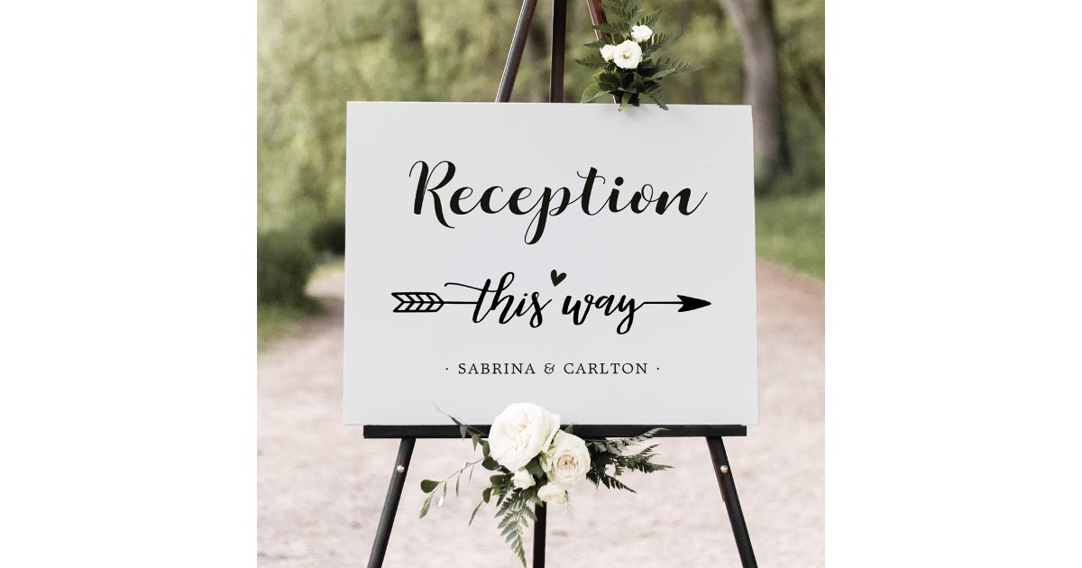 Simple Elegant Wedding Reception Direction Canvas | Zazzle