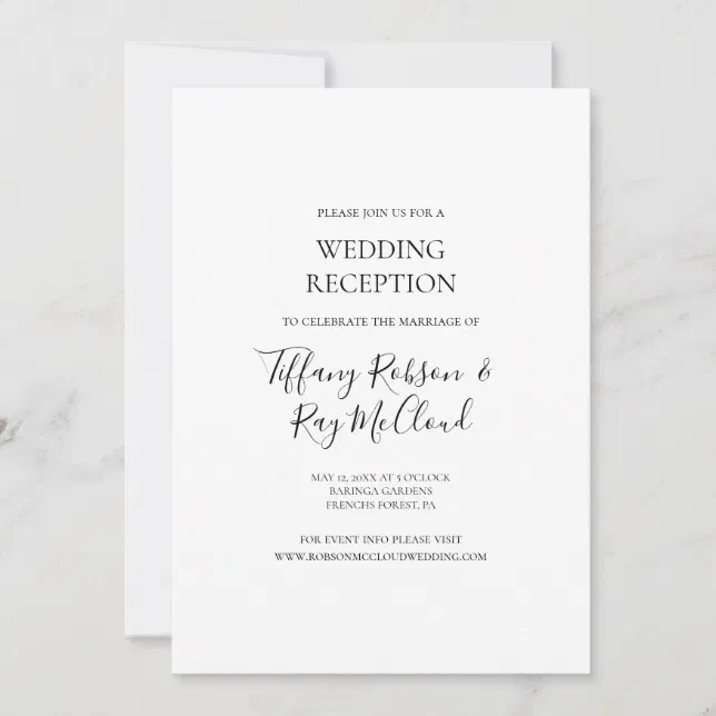 Simple Elegant Wedding Reception Invitation | Zazzle