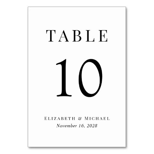Simple Elegant Wedding Reception Table Number | Zazzle