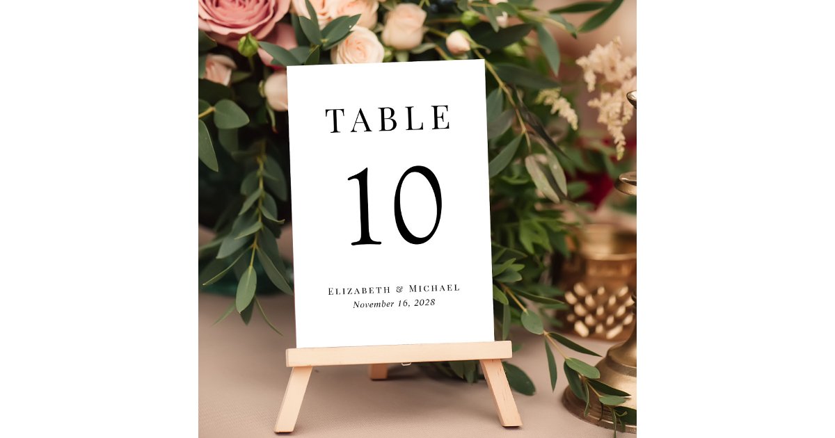 Simple Elegant Wedding Reception Table Number | Zazzle
