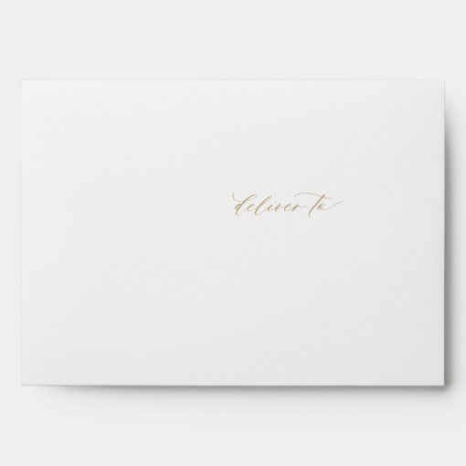 Simple elegant wedding return address gold script envelope | Zazzle