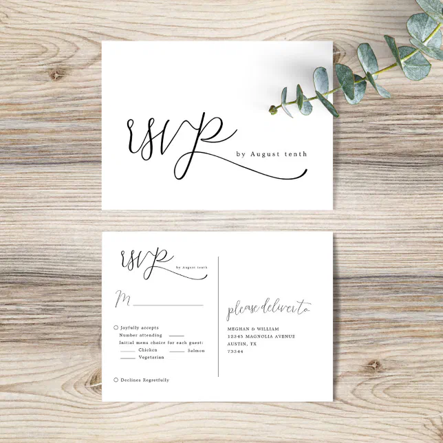 Simple Elegant Wedding RSVP Postcard | Zazzle