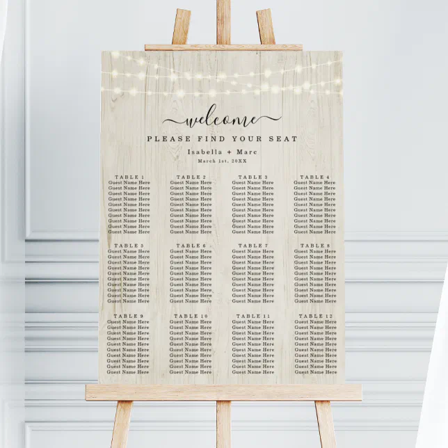 Simple Elegant Wedding Seating Chart Foam Board | Zazzle